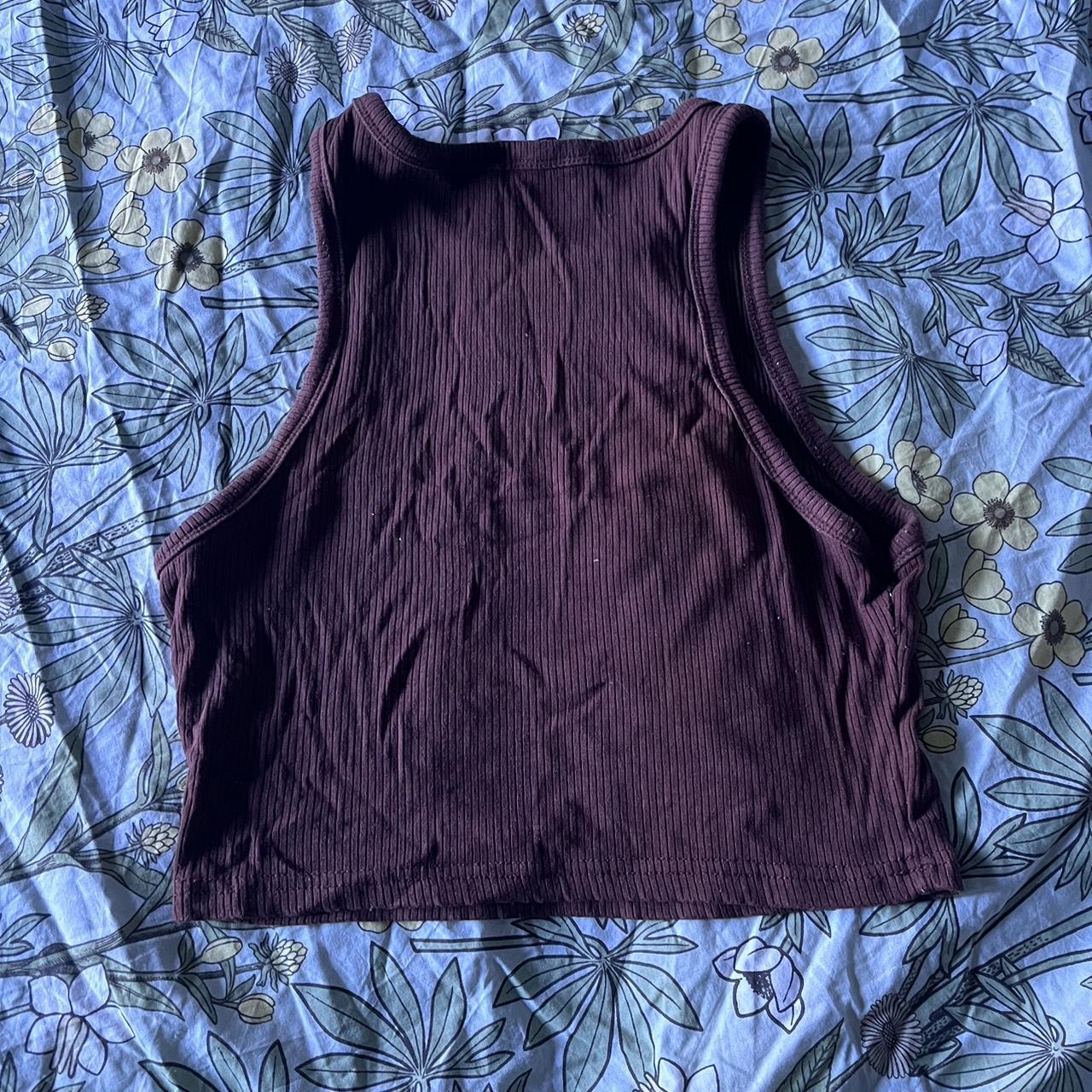 Shein brown ribbed cami vest crop top Size:... - Depop