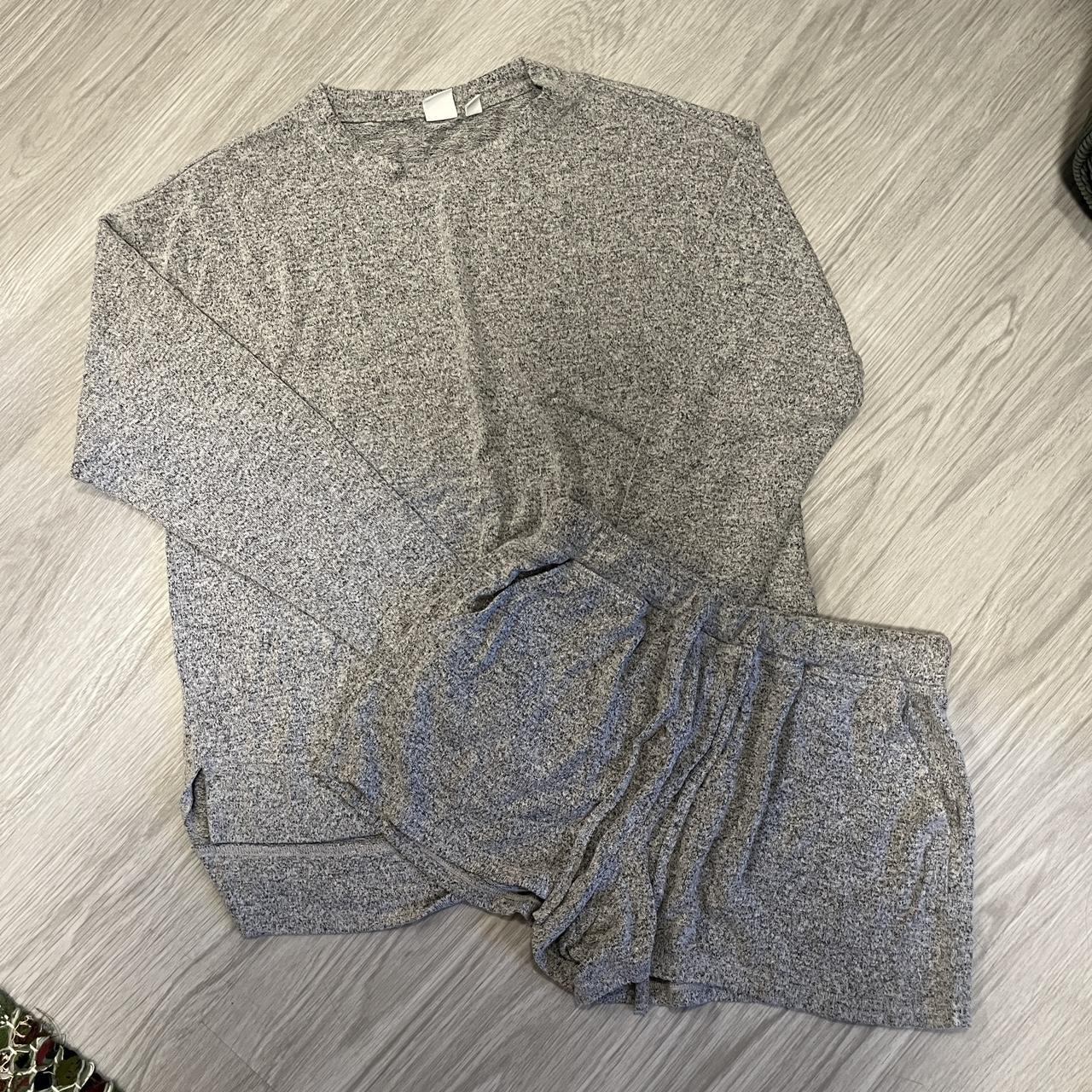 light grey super soft pajama set - Depop