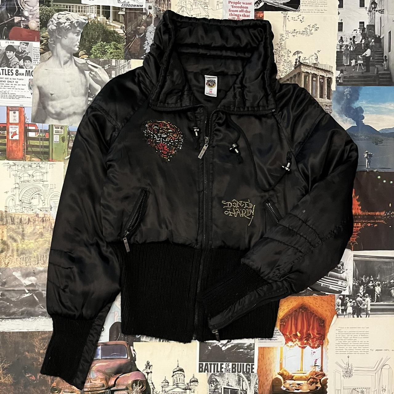 Ed Hardy puffer jacket black with multicolor... - Depop