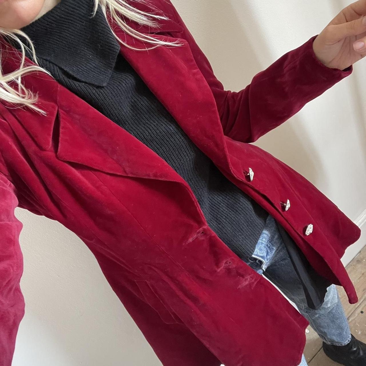 Vintage 90s red velvet fit and flare princess style... - Depop