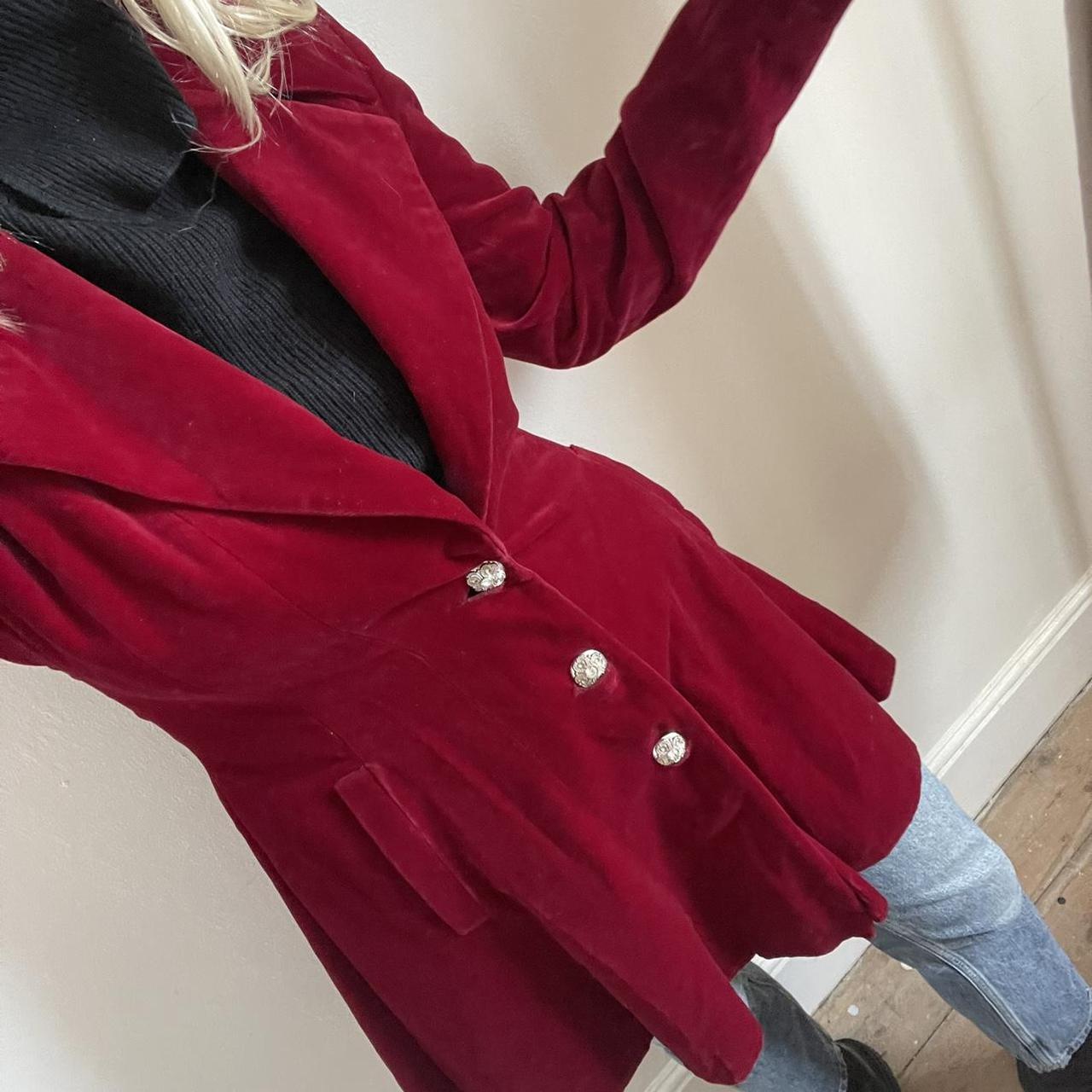 Vintage 90s red velvet fit and flare princess style... - Depop