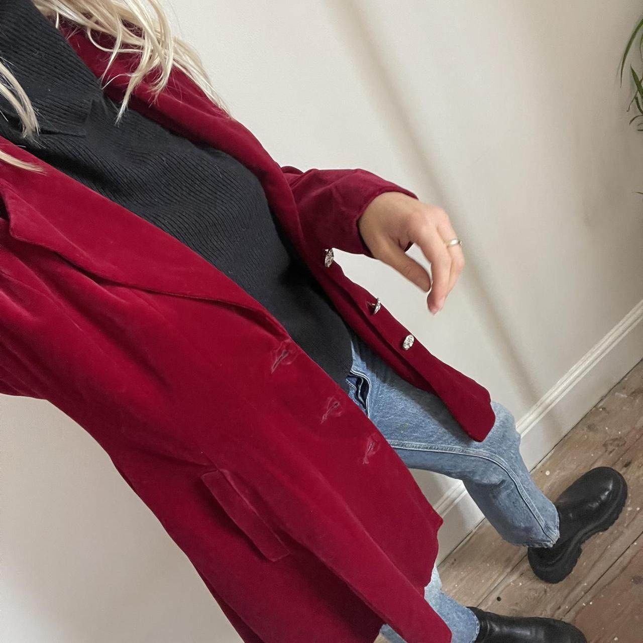 Vintage 90s red velvet fit and flare princess style... - Depop