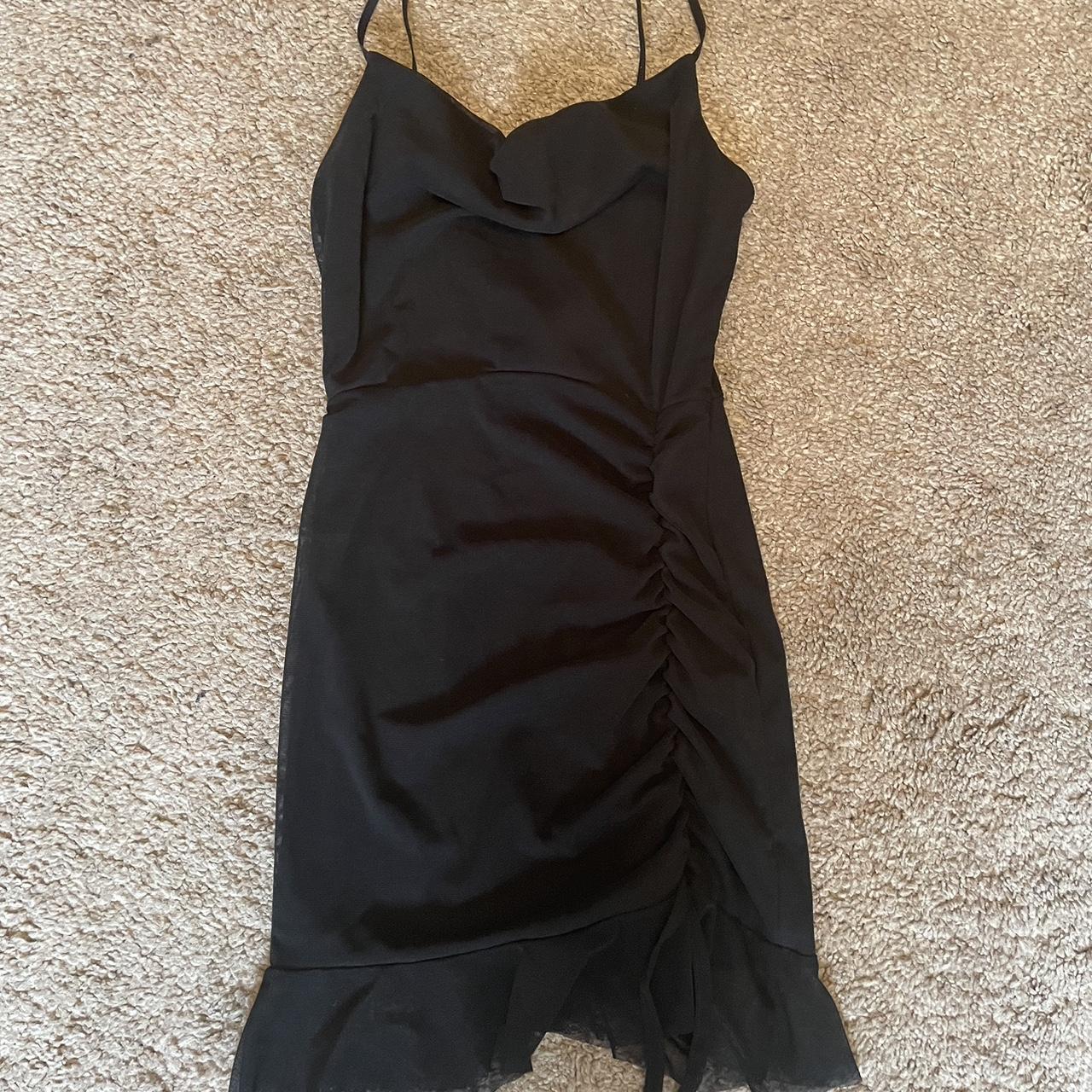 Boohoo black ruched mini dress Size 8 Brand new with... - Depop