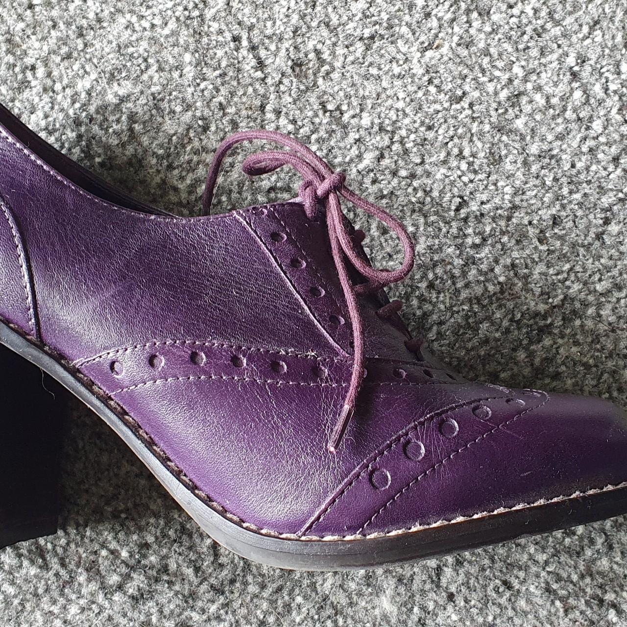 Clarks purple leather 50s style heels In excellent... - Depop