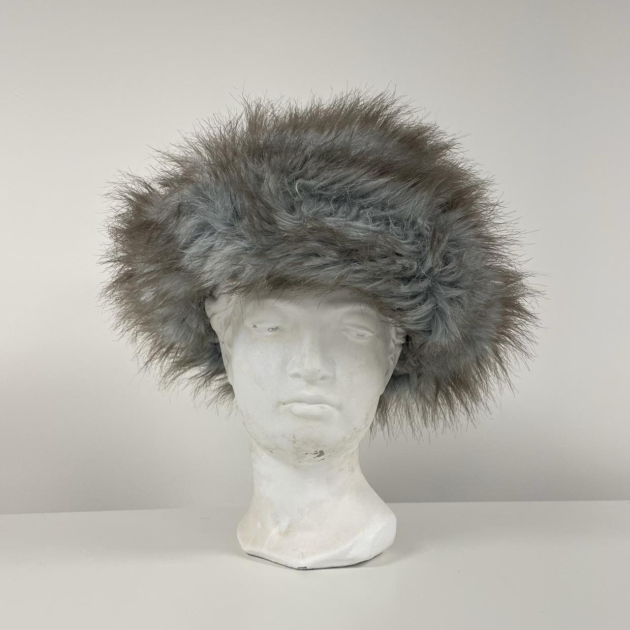 Vintage fur hat oversized fluffy bucket hat 90s hat... - Depop