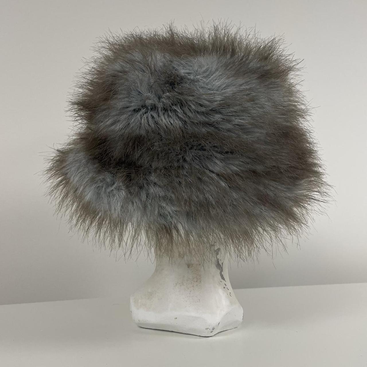 Vintage fur hat oversized fluffy bucket hat 90s hat... - Depop