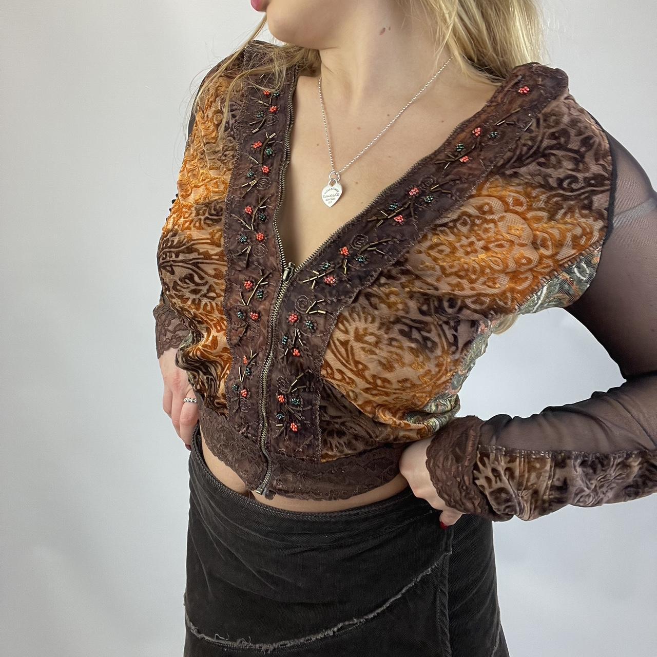 Vintage mesh top super funky 90s boho bohemian top... - Depop