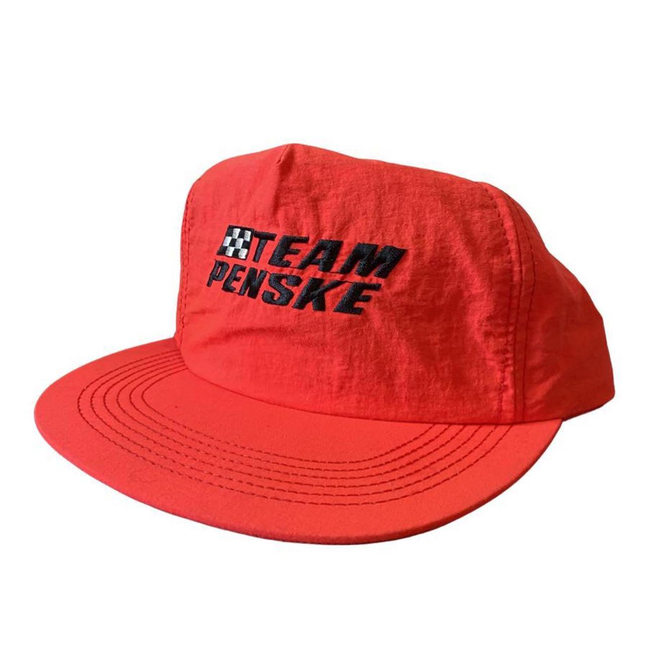 90’s Penske Racing nascar red snapback hat with some... - Depop