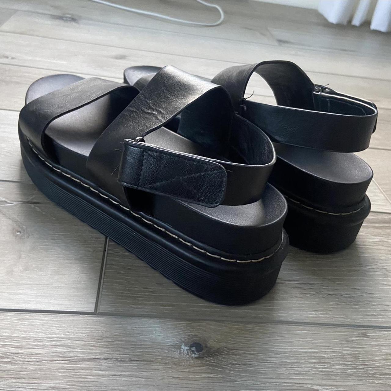 black vintage doc marten voss inspired flat platform... - Depop