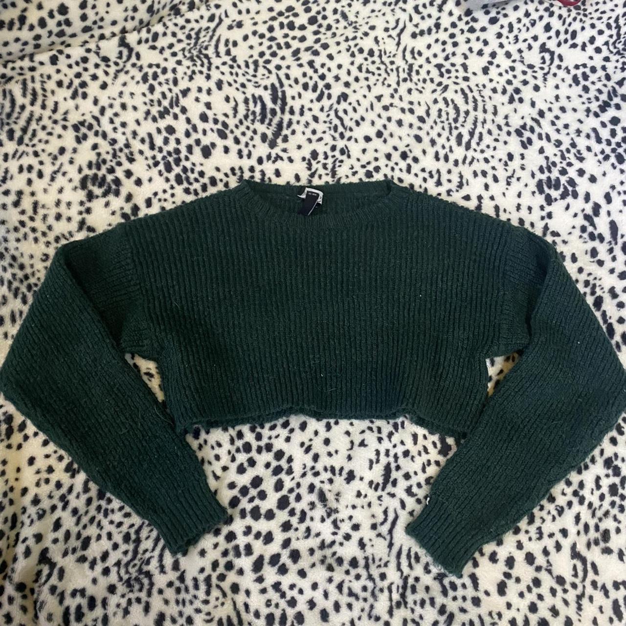 New look pine green knitted cropped jumper size S... - Depop