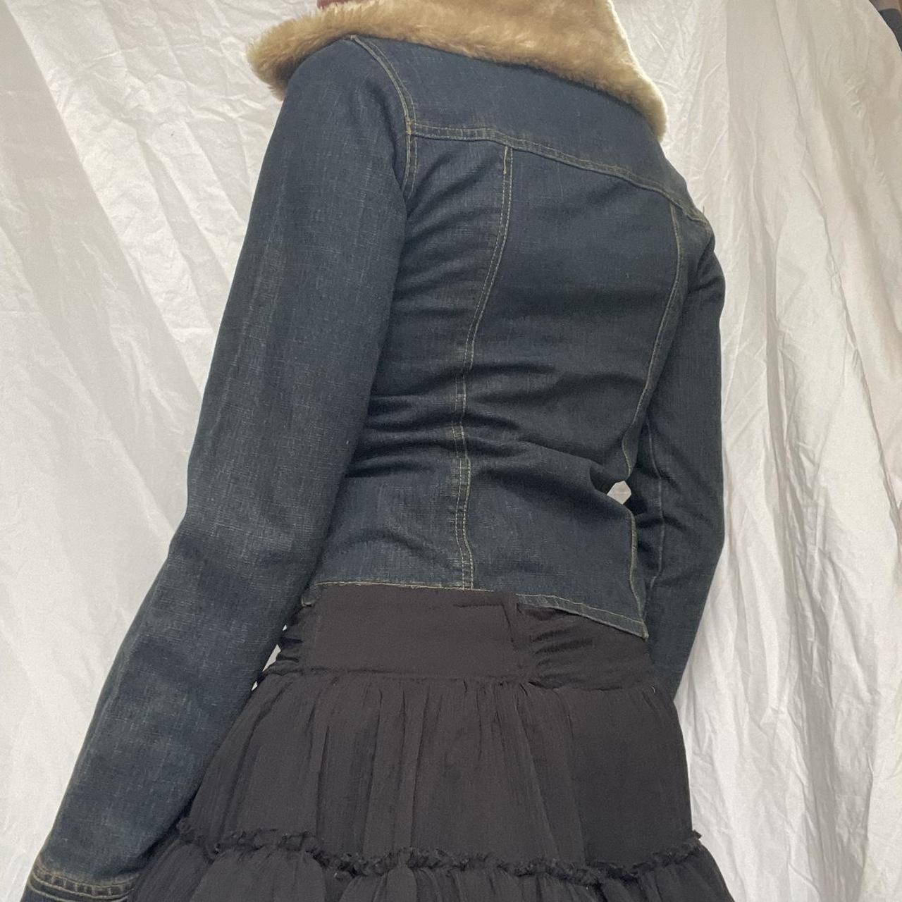 Mini denim jacket ⭐️ Faux fur hood In great... - Depop