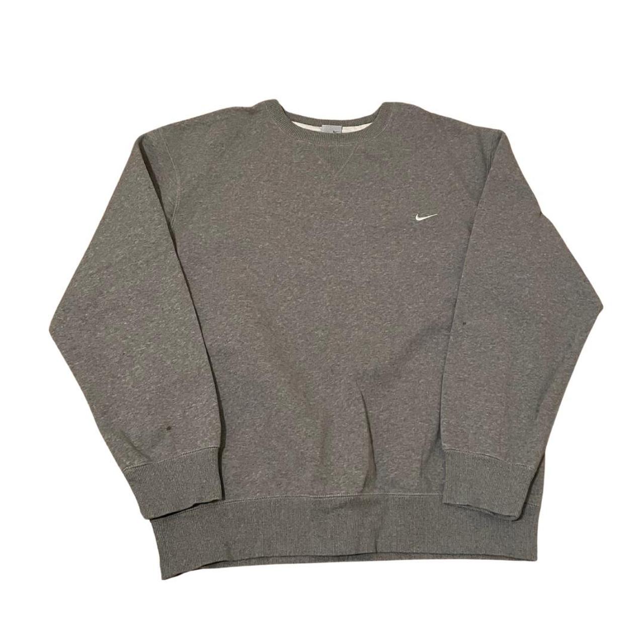 Y2K Nike Grey Swoosh Crewneck sweatshirt XL 2 small... - Depop