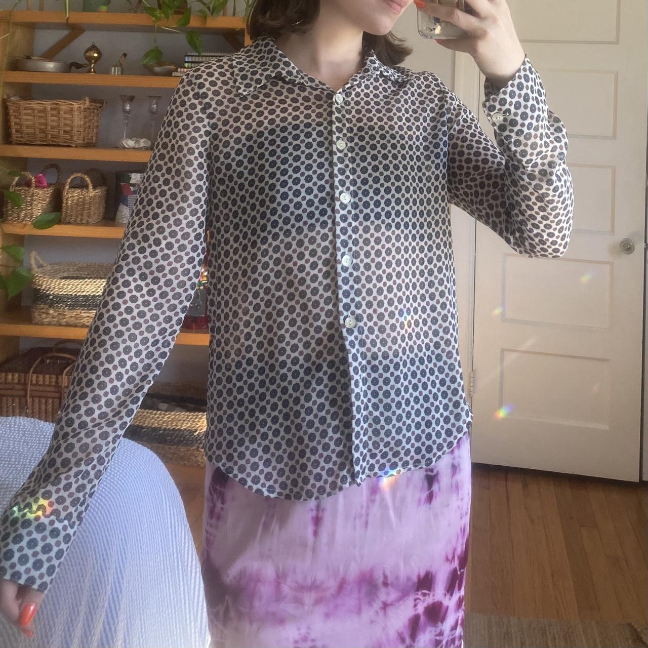 Sheer Pattern Button Up - Depop
