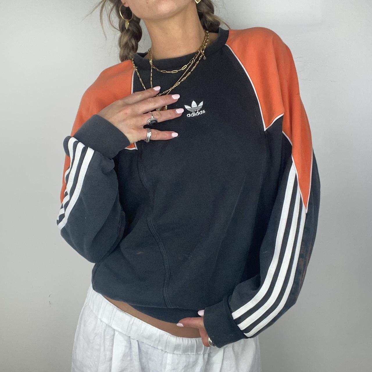 tri coloured adidas round neck sweater. size XS.... - Depop