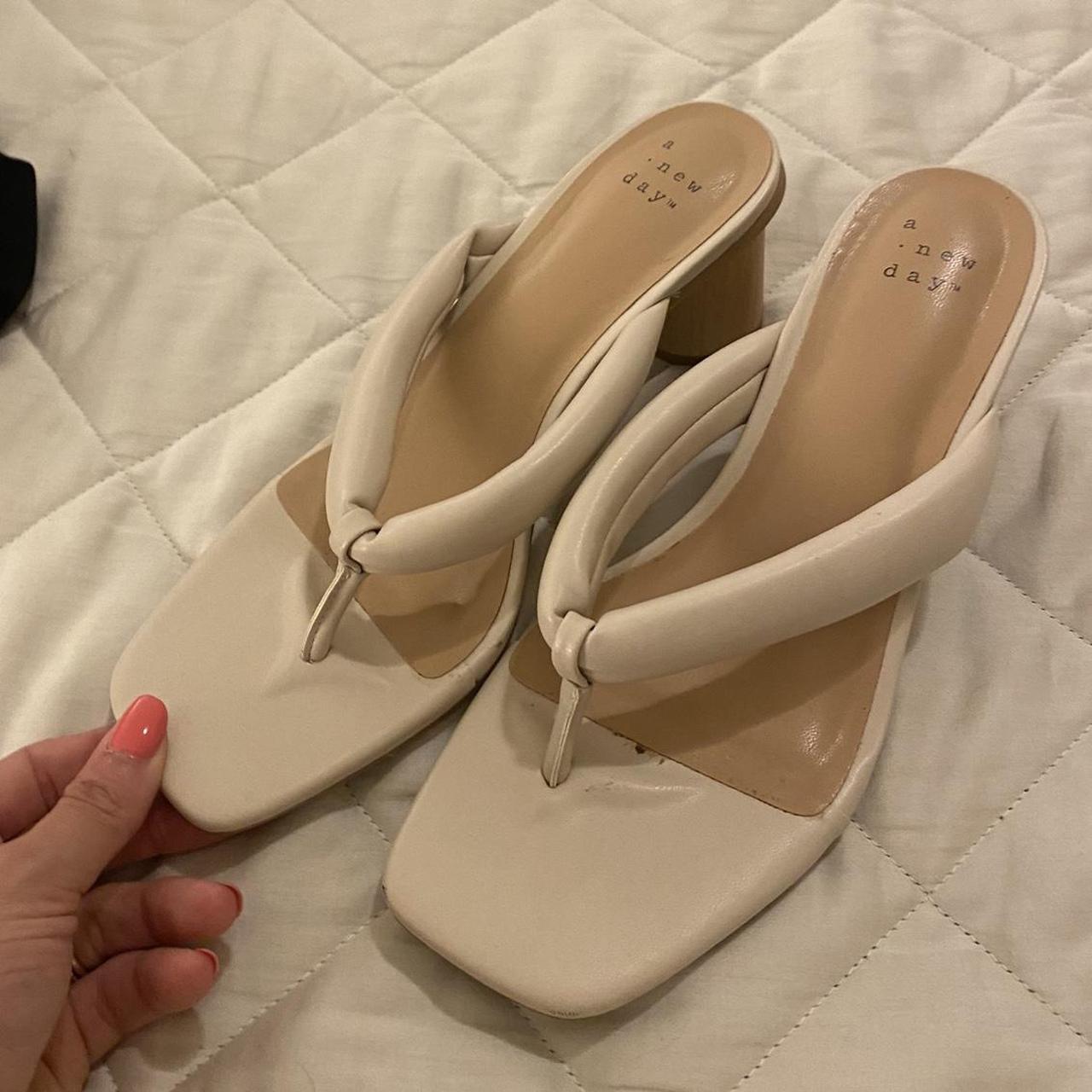 Off white Target kitten heels. Worn once. Size 6/12 - Depop