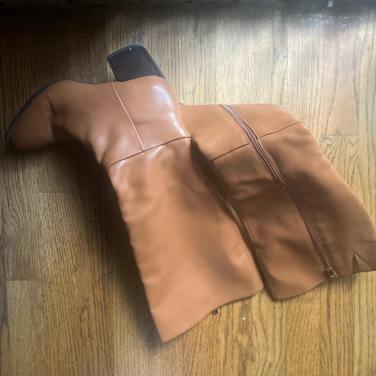 Tall brown riding boots size 7 with gold accents and... - Depop