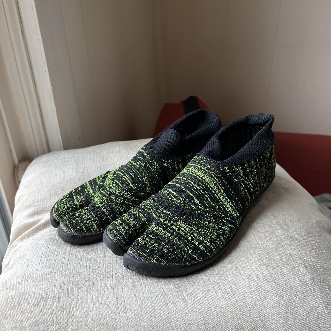 Black and green Marugo tabi split toe trainer... - Depop