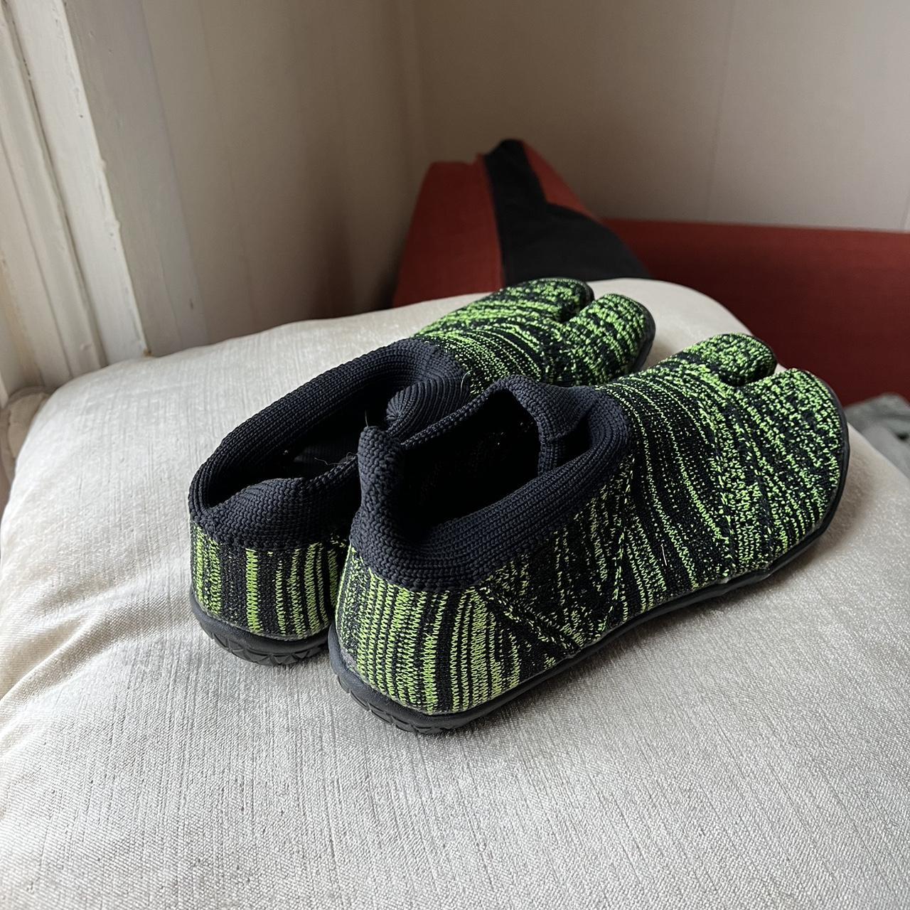 Black and green Marugo tabi split toe trainer... - Depop