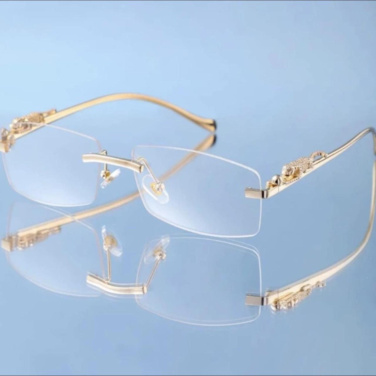 Gold frame clear lens unisex glasses #sunglasses - Depop