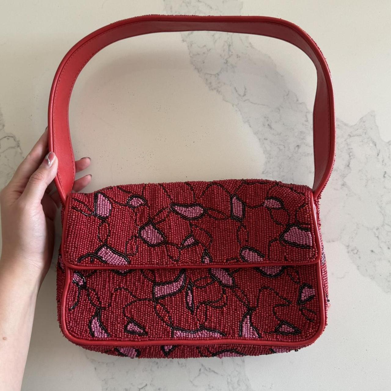 - Very cute beaded staud purse - cherry abstract... - Depop
