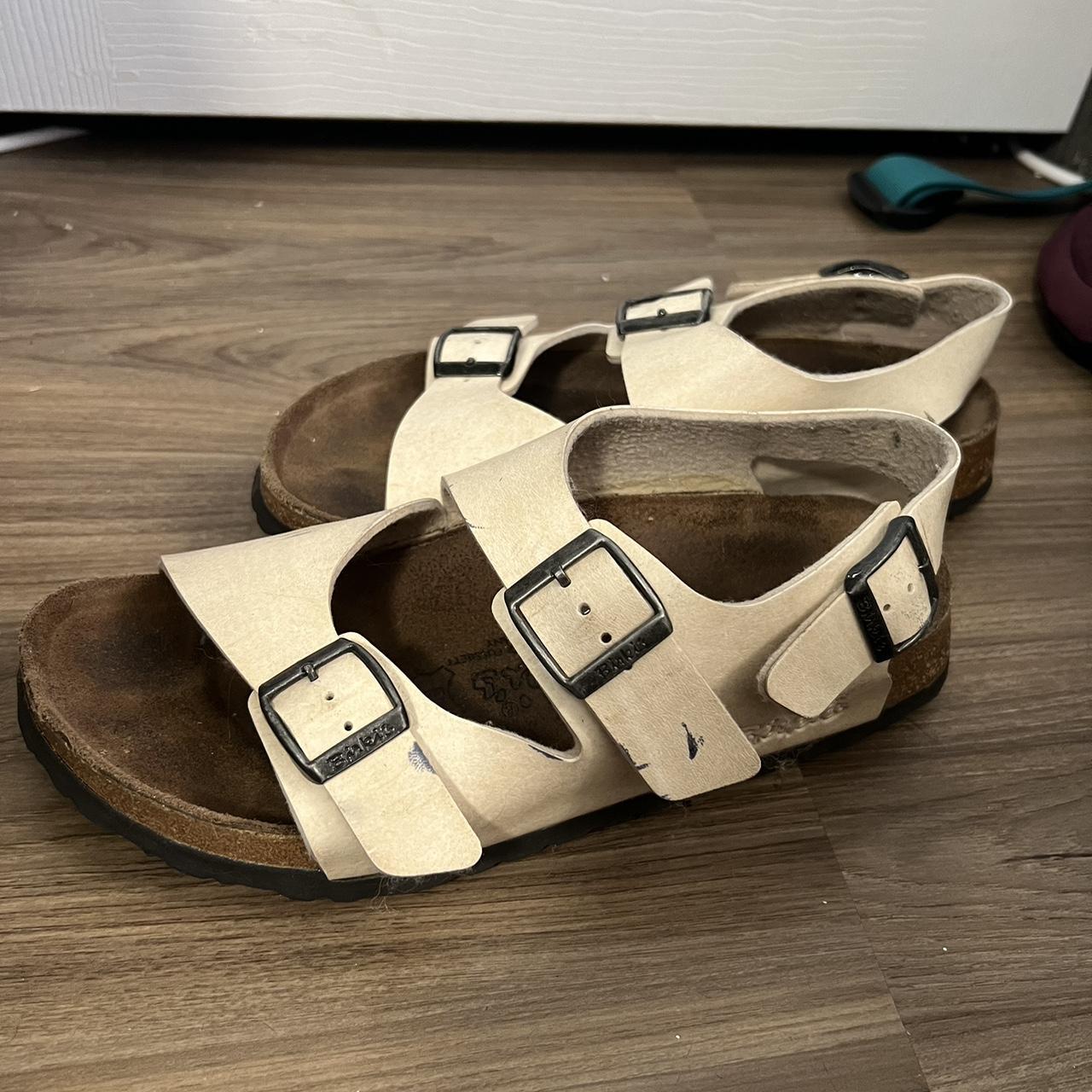 white birkis - price reflects condition size... - Depop