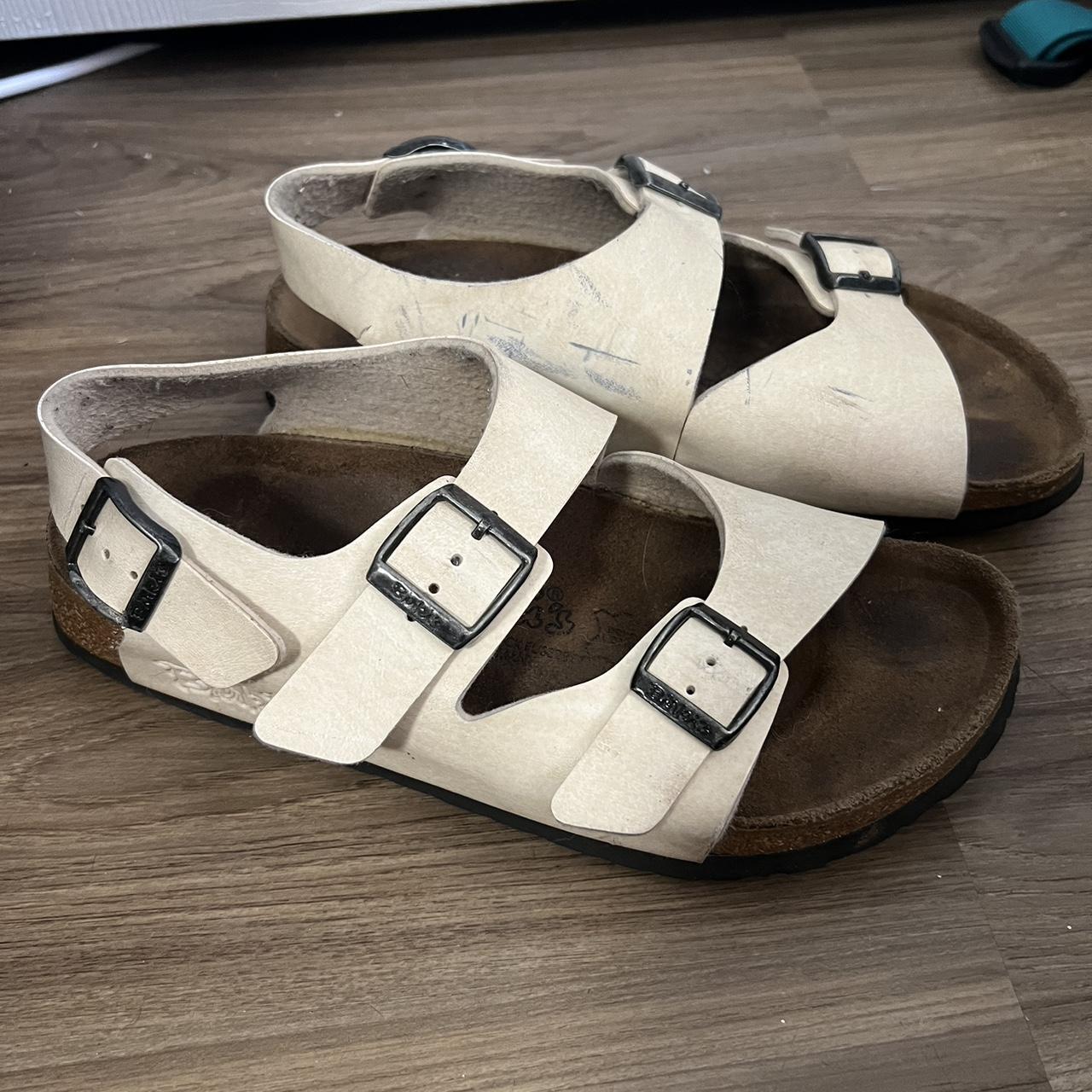 white birkis - price reflects condition size... - Depop