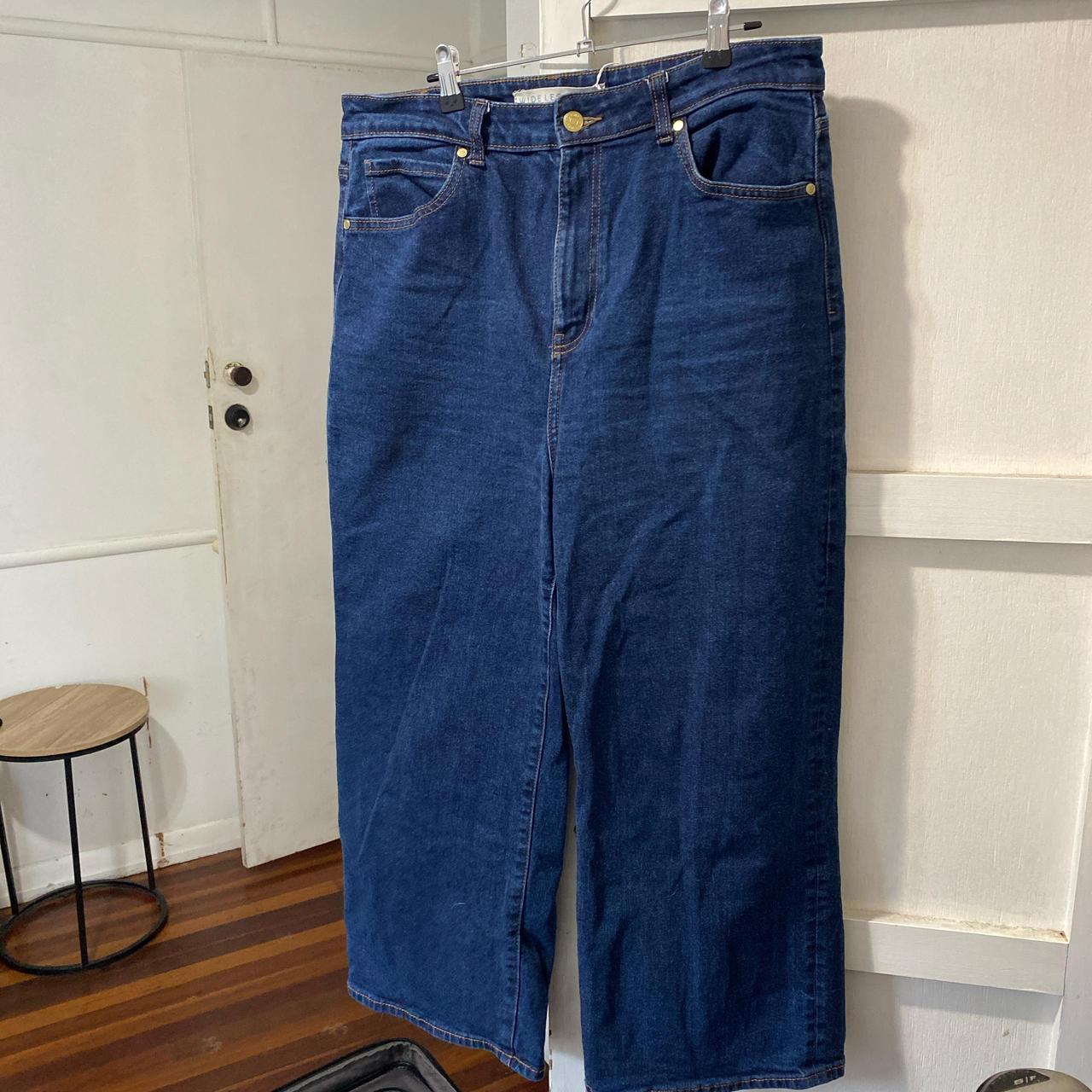 Target denim - dark wash wide crop leg jeans Size 16 - Depop