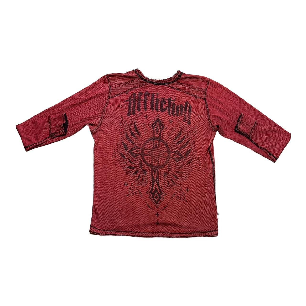 Affliction Men's Red and Black Shirt | Depop