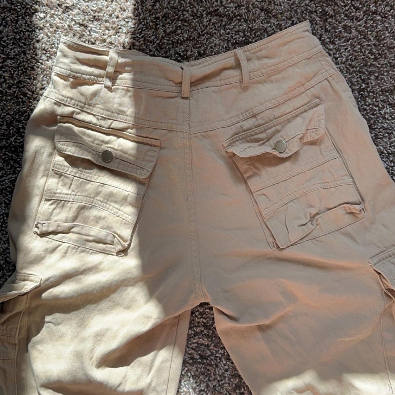 adorable cream colored high rise cargo pants, soft... - Depop