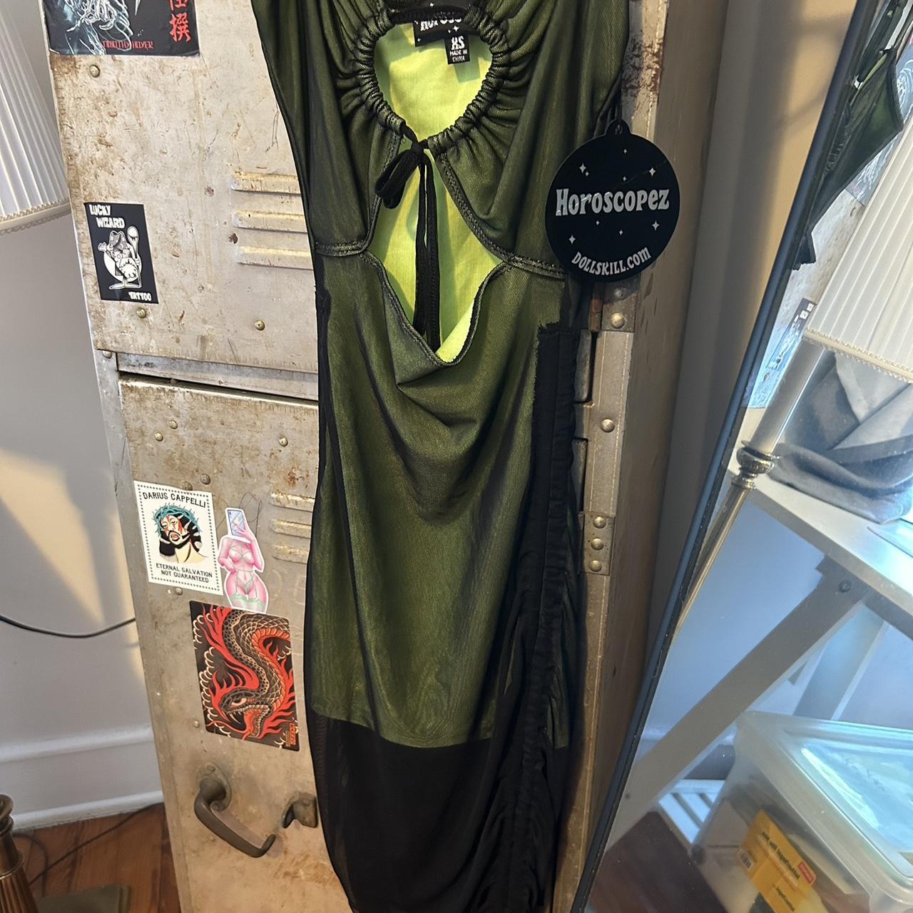 Horoscopez by Dolls Kill green and black mini dress... - Depop