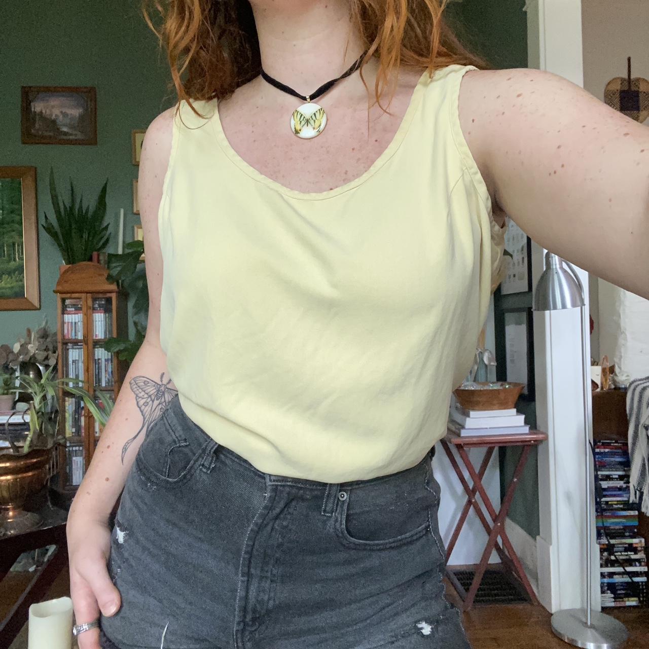 Vintage silk boxy lemon tank top 🍋 • Brand:... - Depop