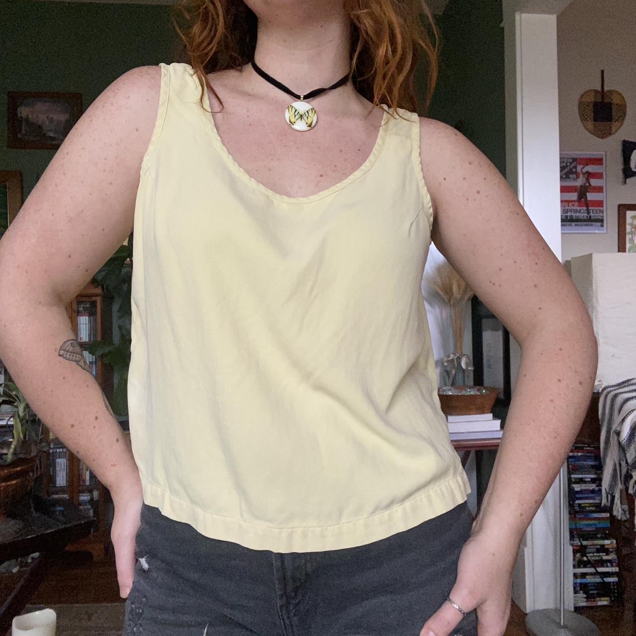 Vintage silk boxy lemon tank top 🍋 • Brand:... - Depop