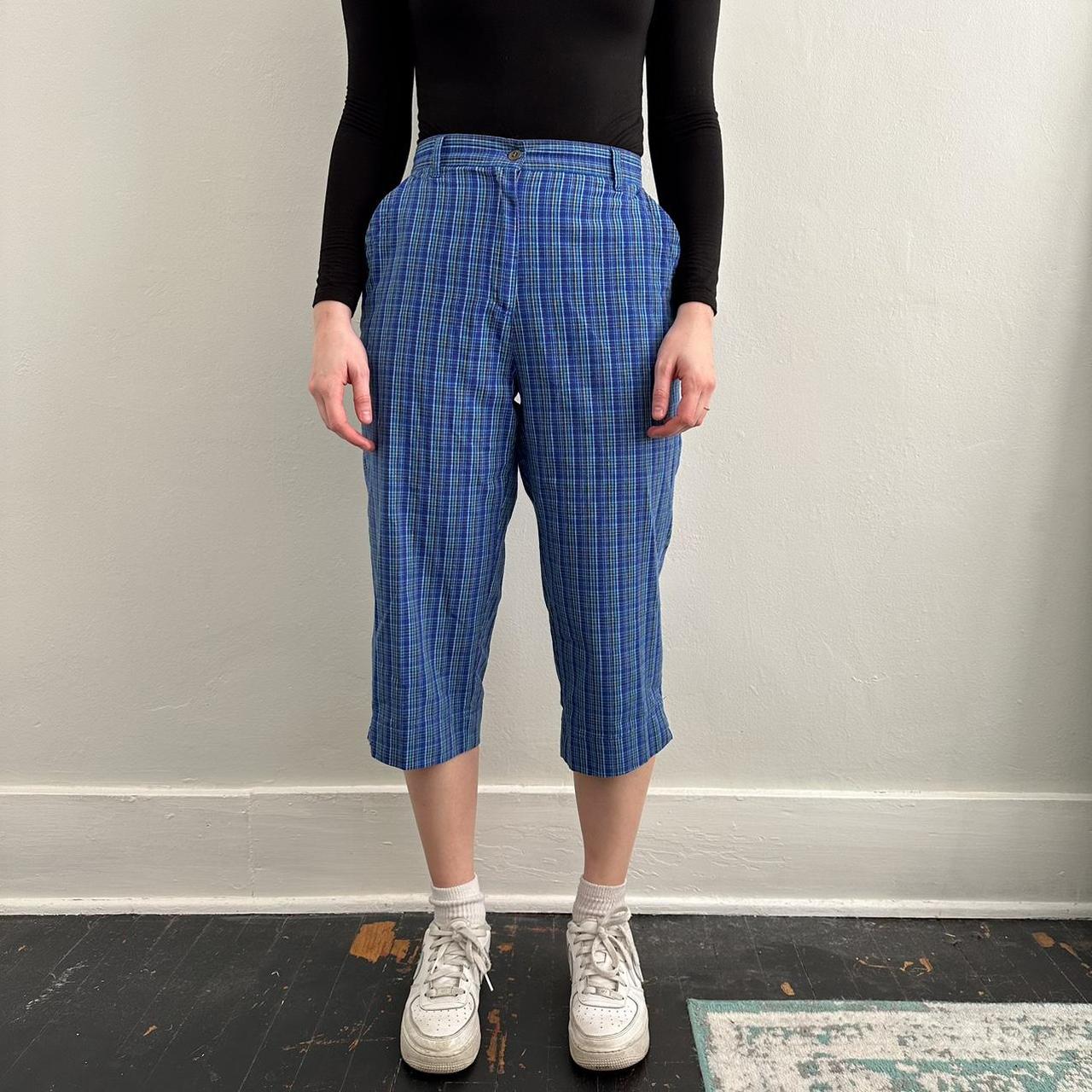 Blue Plaid Capris by Studio Works Waist - 28” - Depop