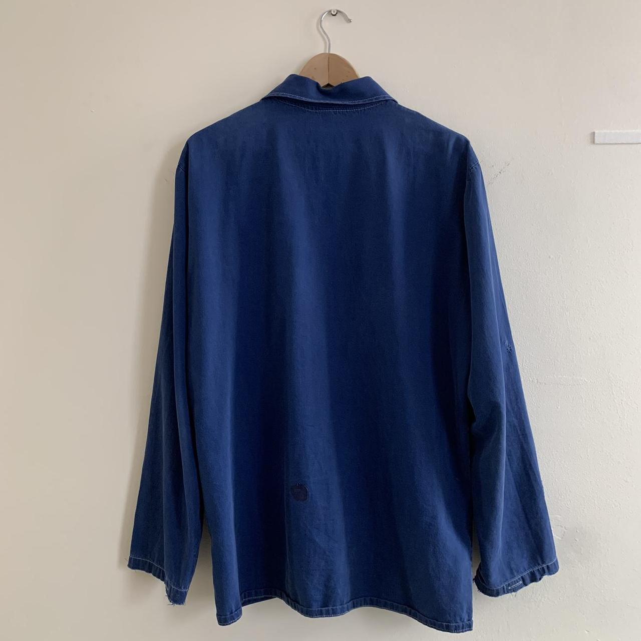 Navy Blue Chore Jacket Nice loose fit with white... - Depop