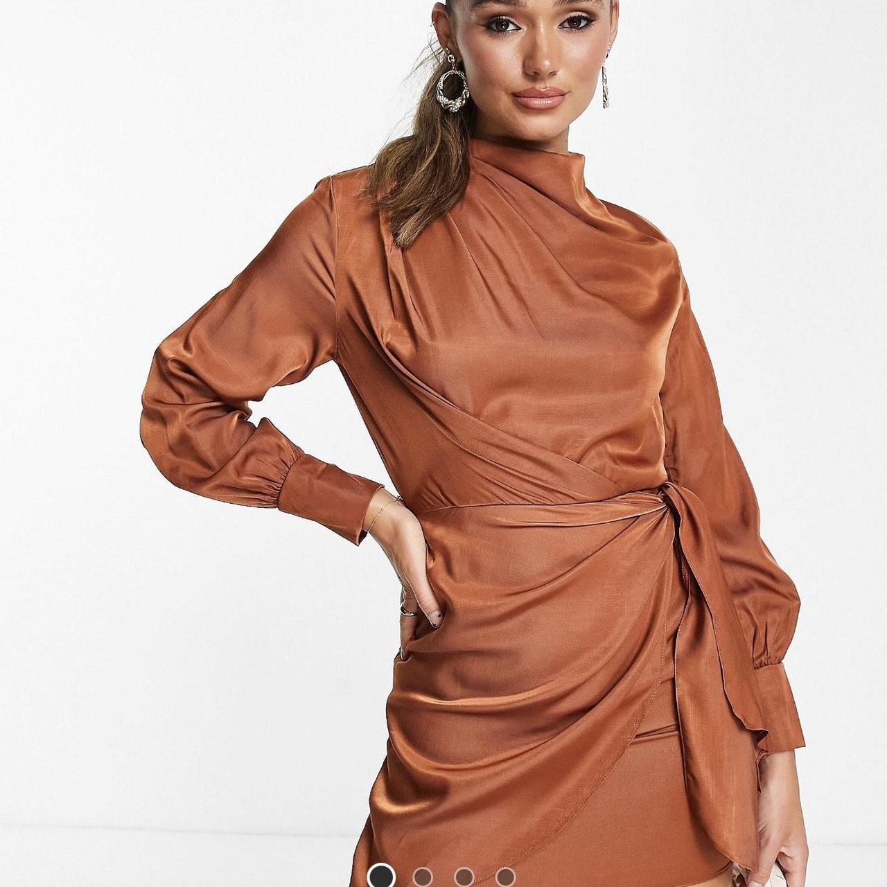 Asos satin backless wrap dress Worn once for few... - Depop