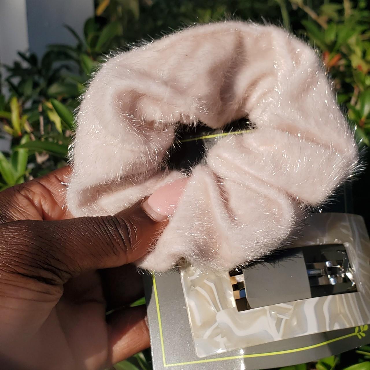 Beautiful fuzzy scrunchie with matching hair clip ... - Depop