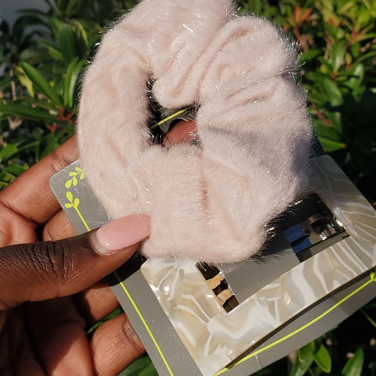 Beautiful fuzzy scrunchie with matching hair clip ... - Depop