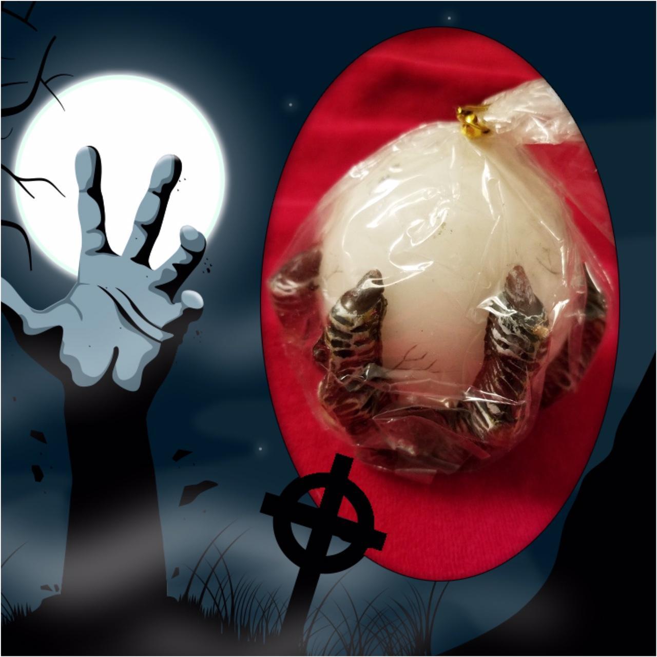 Vintage 90s Candle Creepy Ghoulish Hand holding a... - Depop