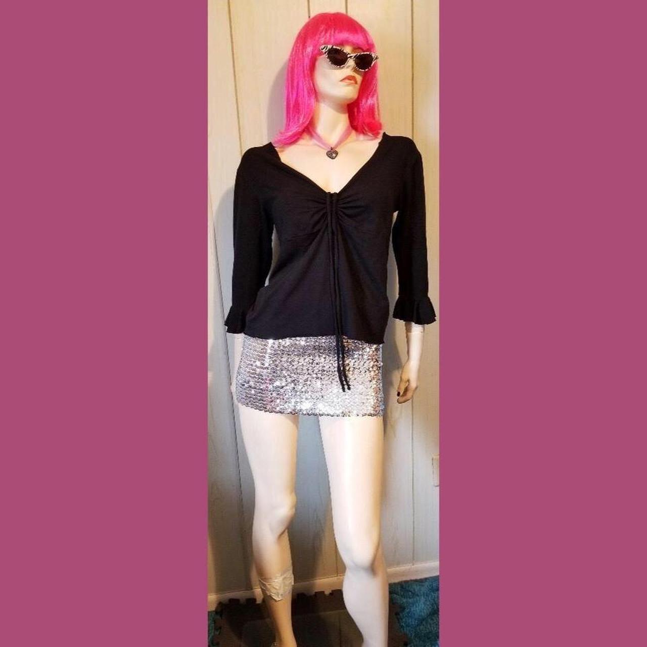 🖤VTG 90s SEXY GOTH Bell Sleeve Black Stretch... - Depop