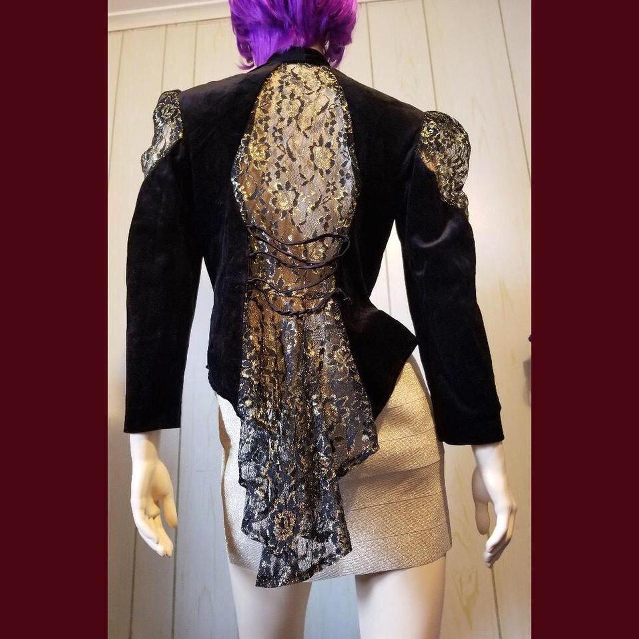 Vintage 80s Gothic Disco Diva Black Velvet &... | Depop