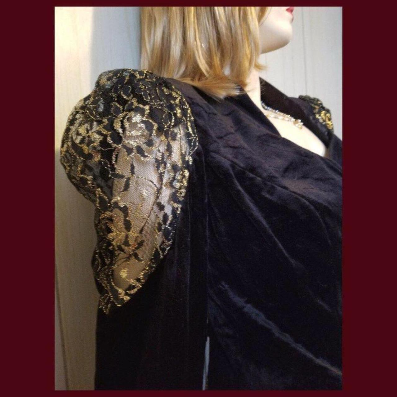 Vintage 80s Gothic Disco Diva Black Velvet &... | Depop