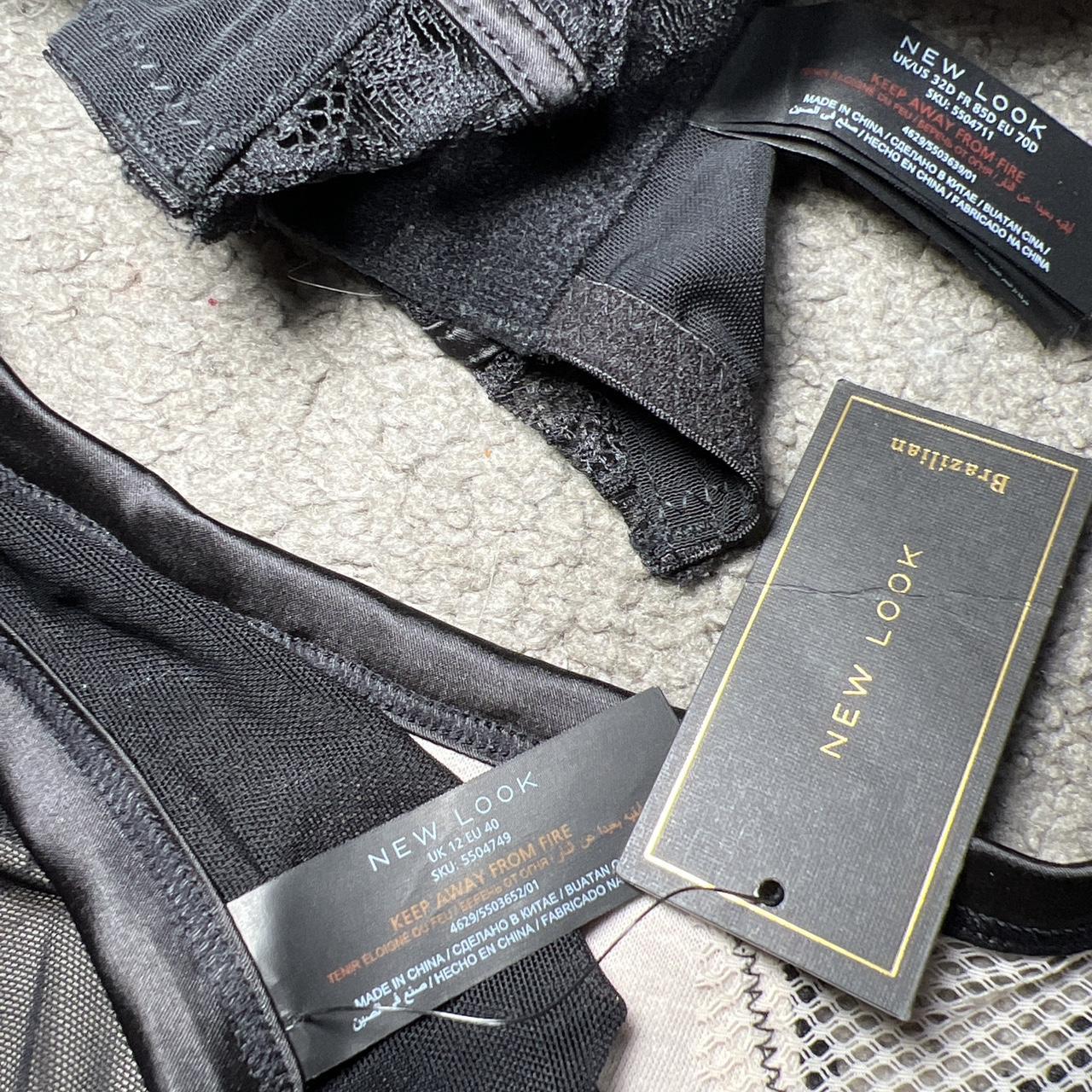 🥀 NEW LOOK Satin Trim Lace BRALETTE SET 32D /12 🥀 - Depop