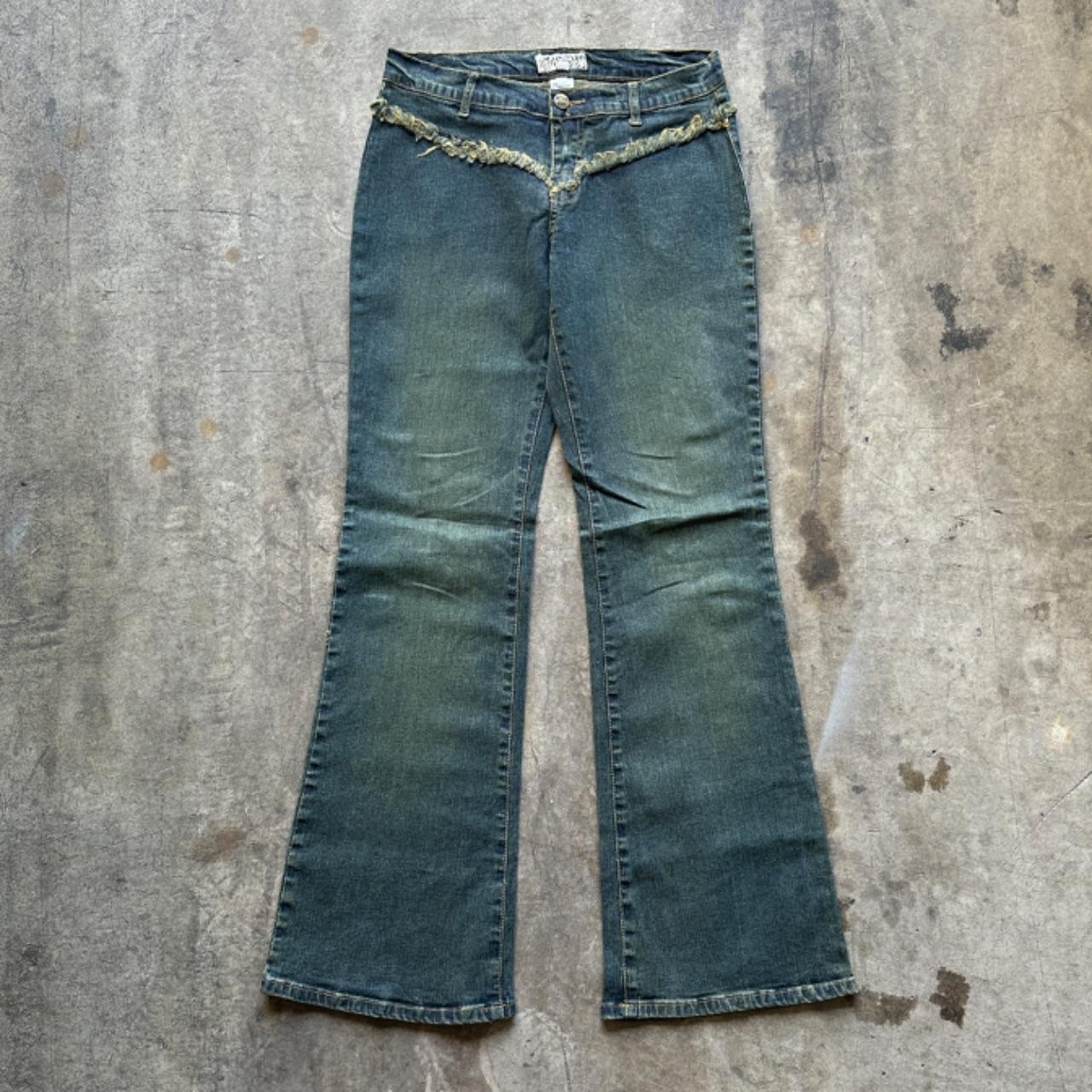 2000s fringe detail dark wash bootcut jeans size... | Depop
