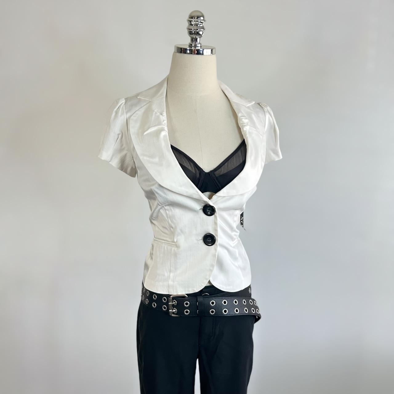 2000s xoxo emo white button up top size M - 17.5"... - Depop