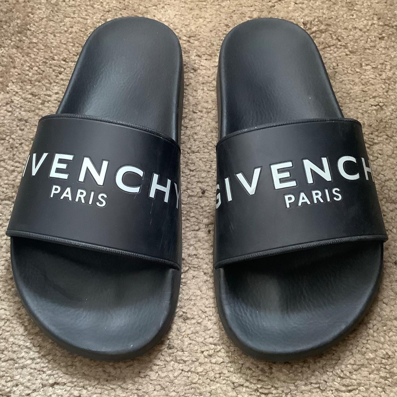 Givenchy Women's Black and White Slides | Depop