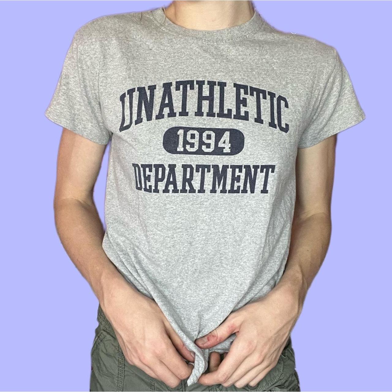 Y2K Grey Graphic T-Shirt 🖤 “Unathletic Department... - Depop