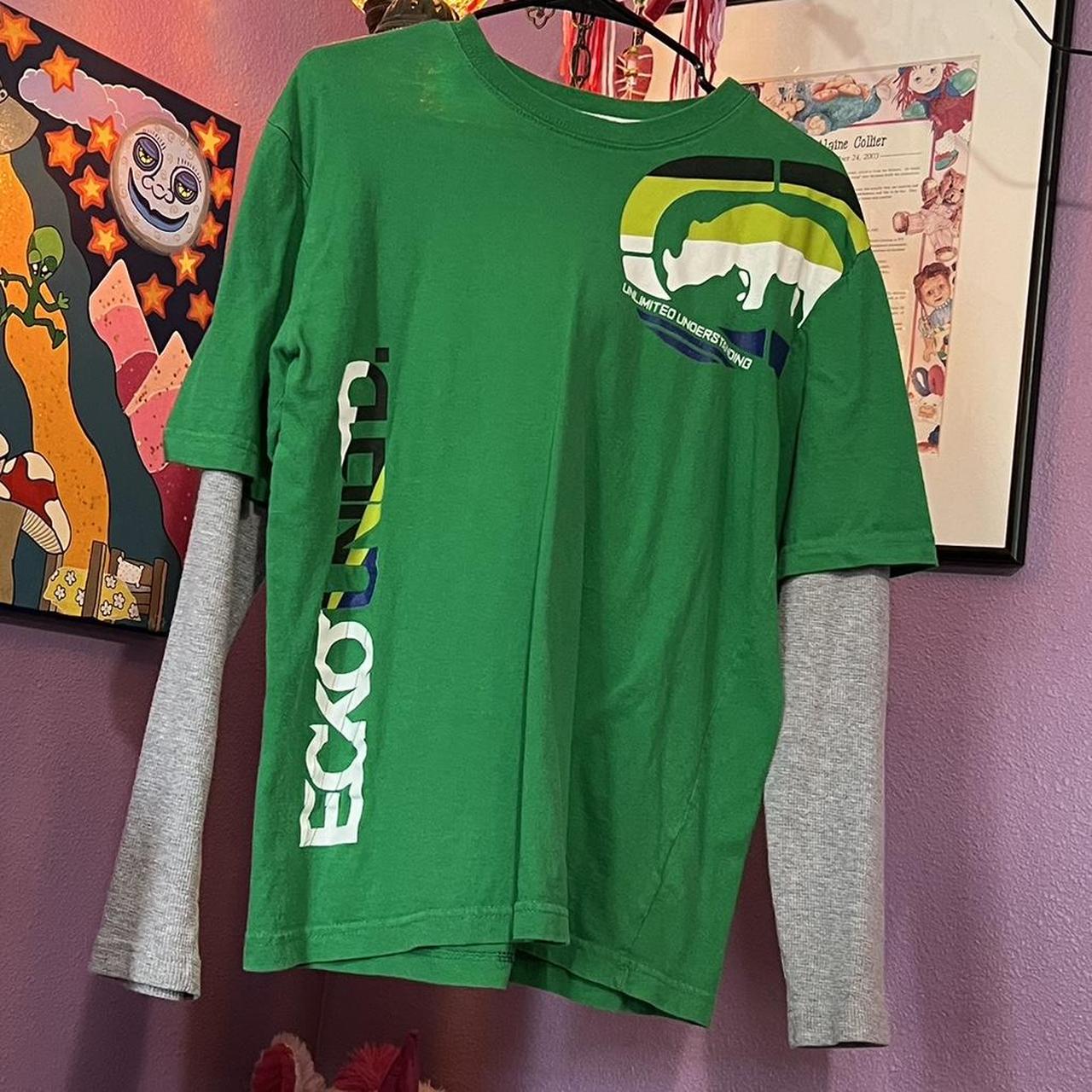 Vintage 2000s Green Ecko Unltd Faux Double Layered... - Depop