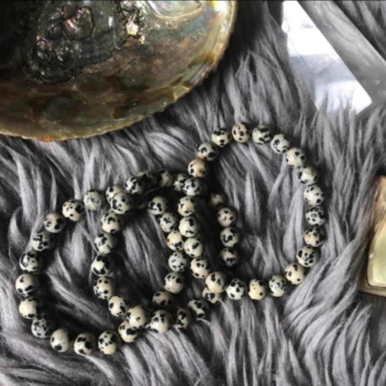 8mm Dalmatian jasper bead bracelet Price is for ONE... - Depop