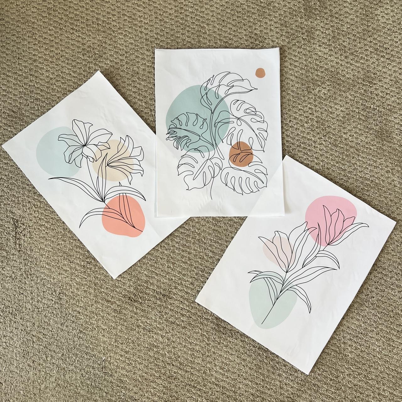 Abstract one-line plant drawing art Approx 11” x... - Depop