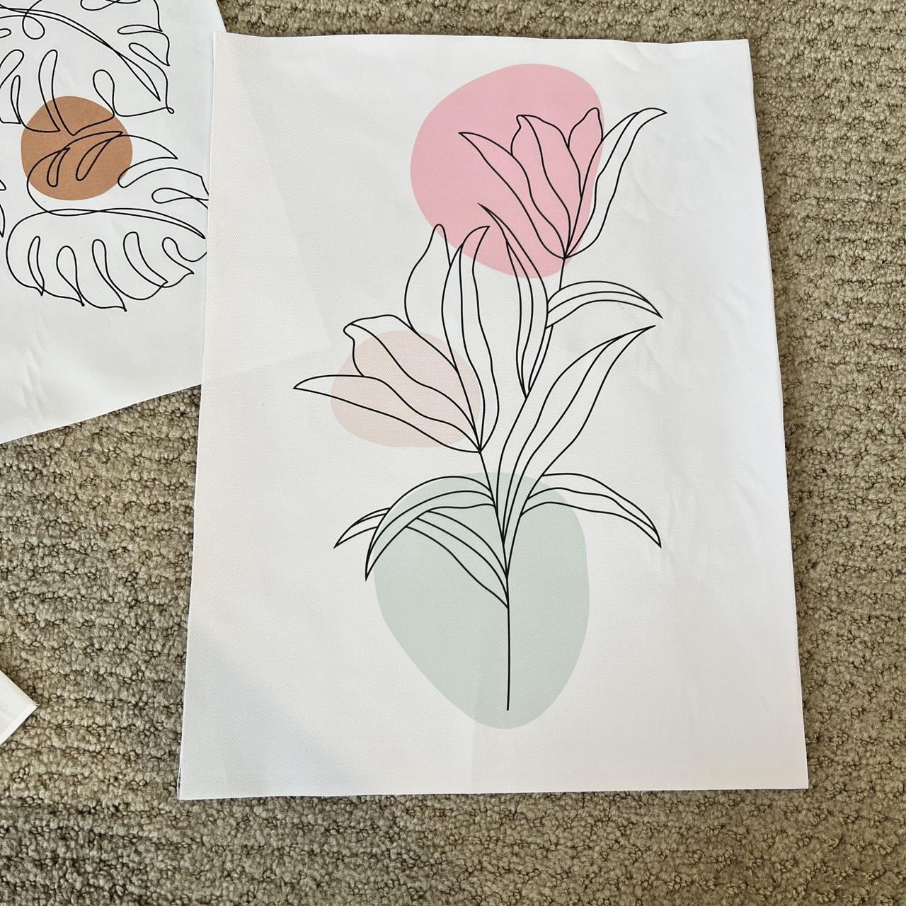 Abstract one-line plant drawing art Approx 11” x... - Depop